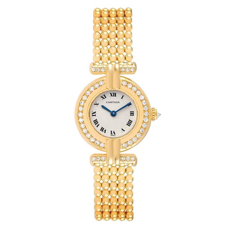 Cartier Colisee Yellow Gold Diamond Silver Dial Ladies Watch 1129 Box ...