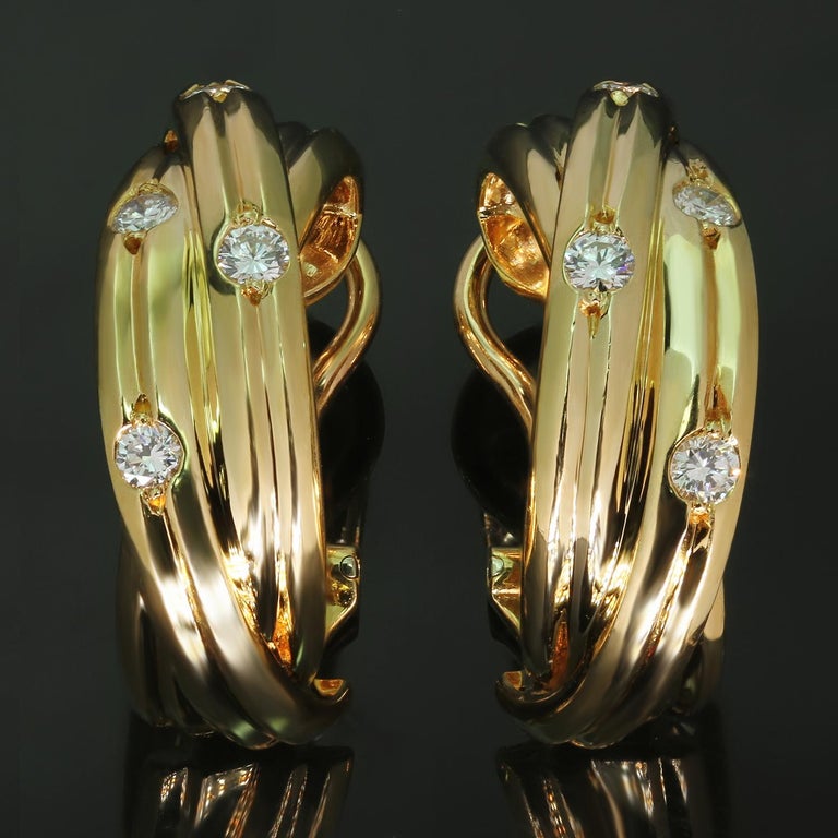 Cartier Constellation Diamond 18k Yellow Gold Wrap Earrings For Sale at ...