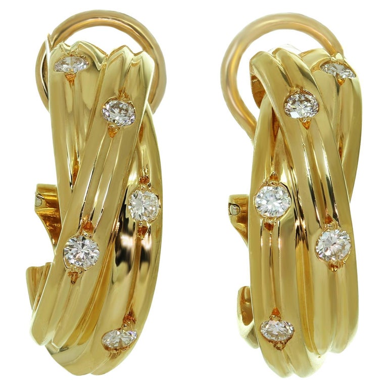 Cartier Constellation Diamond 18k Yellow Gold Wrap Earrings For Sale at ...