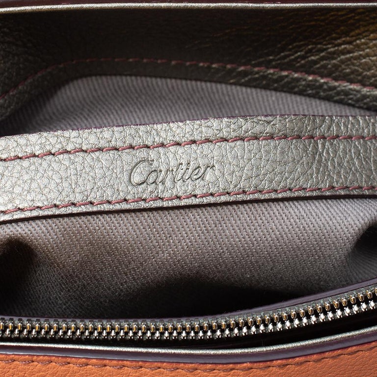 Cartier Coral/Olive Green Leather C De Cartier Small Tote at 1stDibs