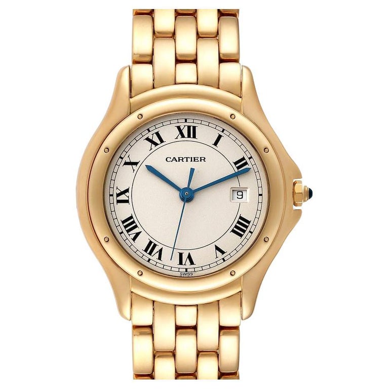 Cartier Cougar 18k Yellow Gold Silver Dial Ladies Watch 116000R For ...