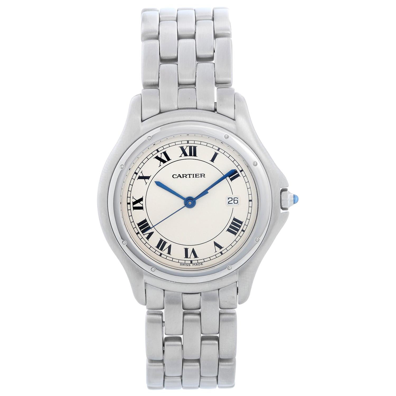 Men’s Cartier 2424 Chronoscaph Steel Date Quartz Chronograph Watch For ...