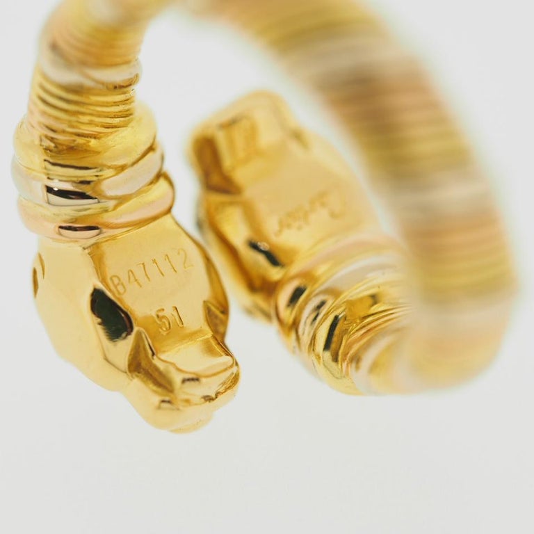 Cartier Cougar Panthere Double Head Ring Tri Color Gold 51 at 1stDibs ...