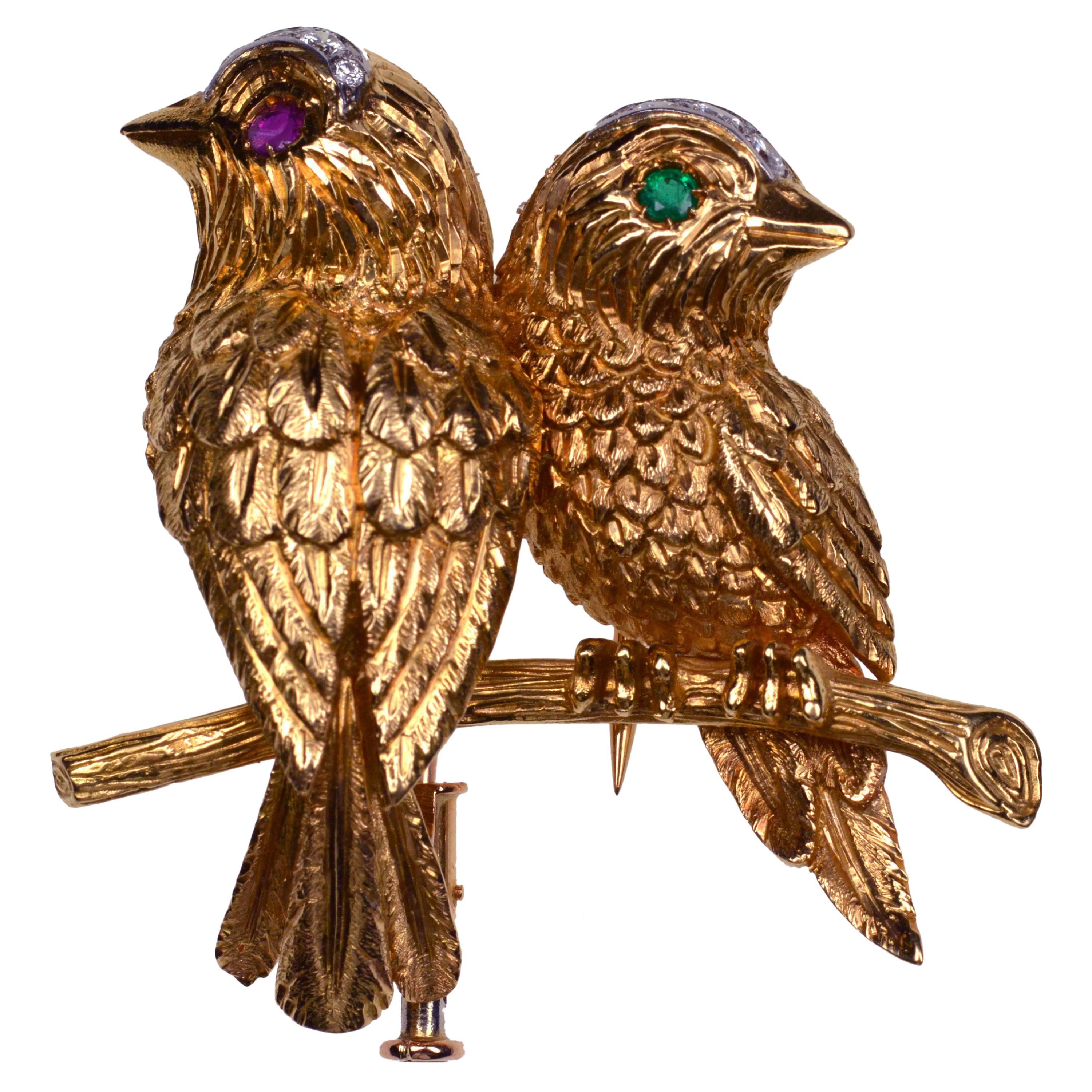 Cartier "Couple Inséparable" Birds Brooch For Sale at 1stDibs