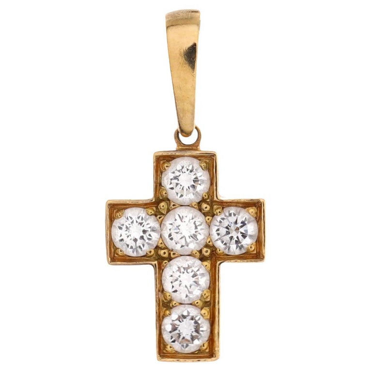 Yellow Gold Cross Fine Diamond Necklaces & Pendants 14K Solid Yellow ...