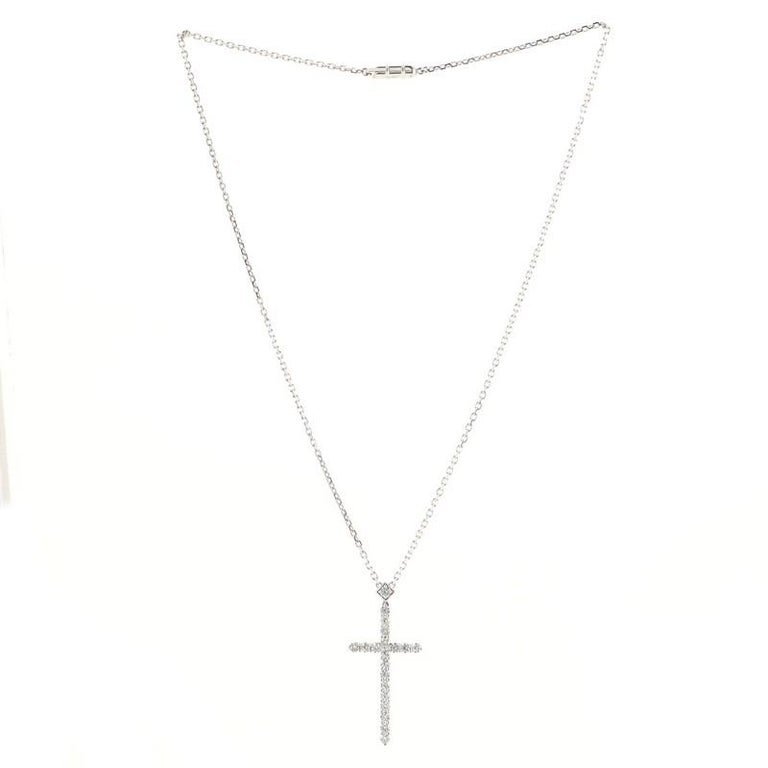 Cartier Cross Pendant Necklace 18k White Gold and Diamonds Large at 1stDibs