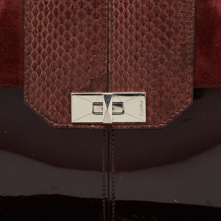 Cartier Dark Brown Patent Leather And Suede Classic Feminine Line Chain ...