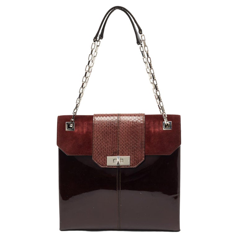 Cartier Dark Brown Patent Leather And Suede Classic Feminine Line Chain ...