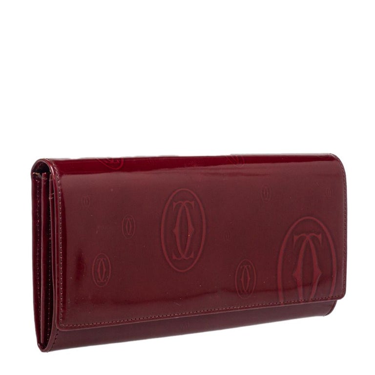 Cartier Dark Red Leather Happy Birthday Continental Wallet at 1stDibs