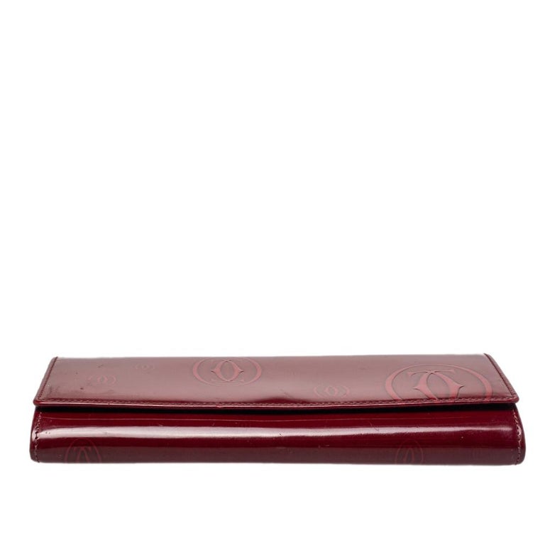 Cartier Dark Red Leather Happy Birthday Continental Wallet at 1stDibs
