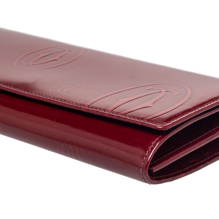 Cartier Dark Red Leather Happy Birthday Continental Wallet at 1stDibs