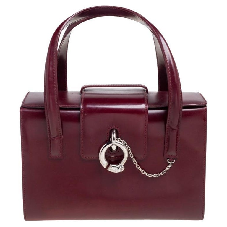 Cartier Dark Red Leather Panthere Box Bag at 1stDibs