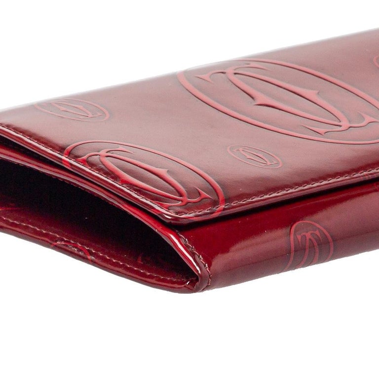 Cartier Dark Red Patent Leather Happy Birthday Continental Wallet at ...