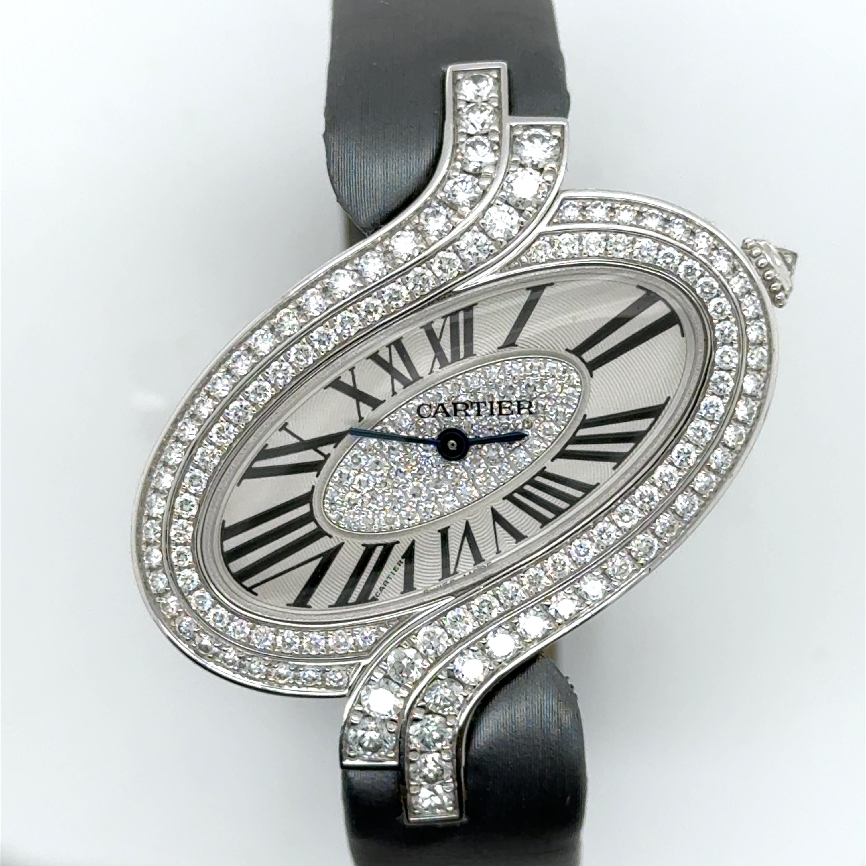 Cartier Delices de Cartier Diamond White Gold Satin Band 3380 For Sale ...