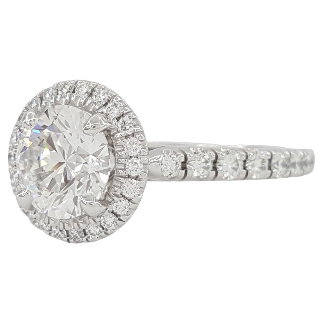 Cartier Destinée Solitaire Platinum Round Cut Diamond Halo Engagement ...