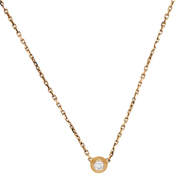 Cartier Diamants Légers Diamond 18k Rose Gold Necklace XS at 1stDibs