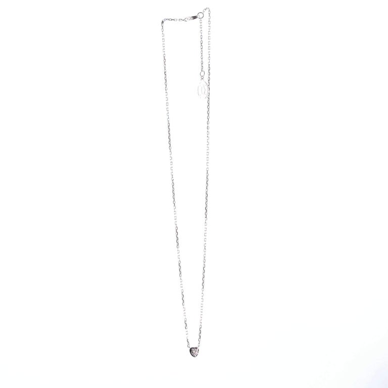 Cartier Diamants Legers Heart Pendant Necklace 18k White Gold with Diamond For Sale at 1stDibs