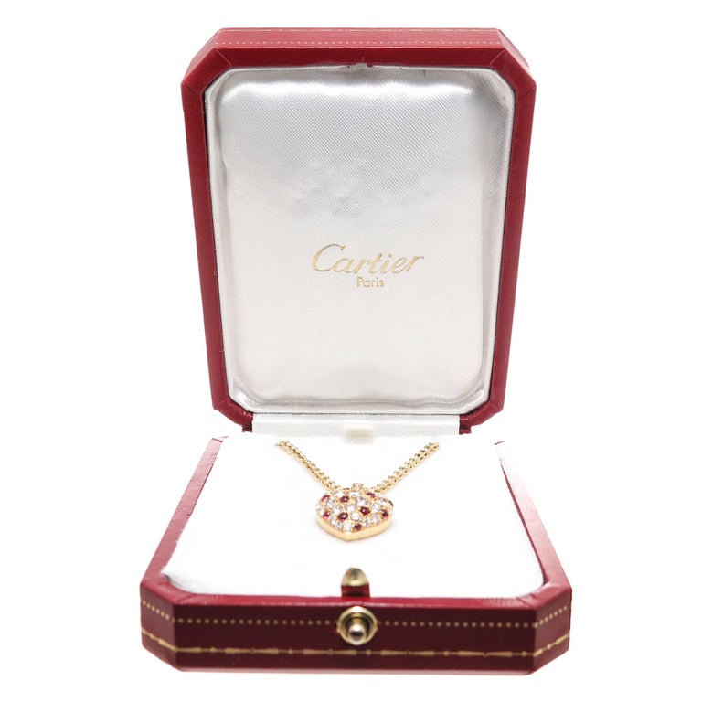 Cartier Diamond and Ruby Heart Pendant Necklace at 1stDibs | cartier ...