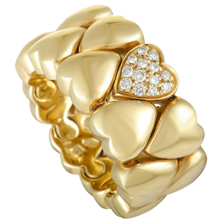 Cartier Diamond 18 Karat Yellow Gold Heart Band Ring at 1stDibs