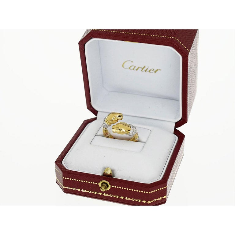 Cartier Diamond 18 Karat Yellow White Pink Gold Cougar Panthere Ring US ...