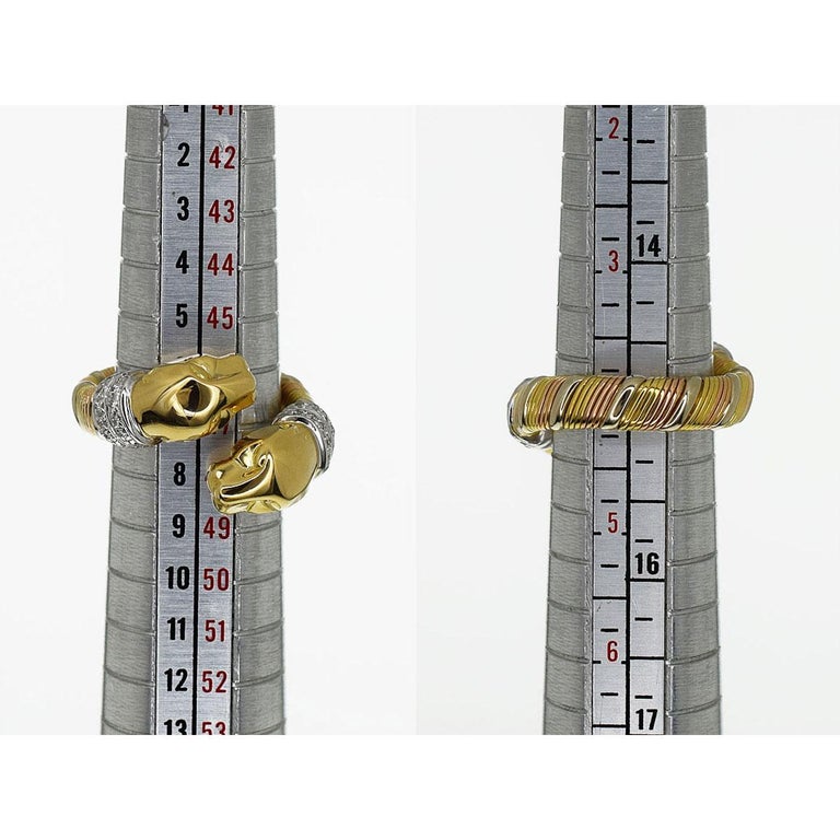 Cartier Diamond 18 Karat Yellow White Pink Gold Cougar Panthere Ring US ...