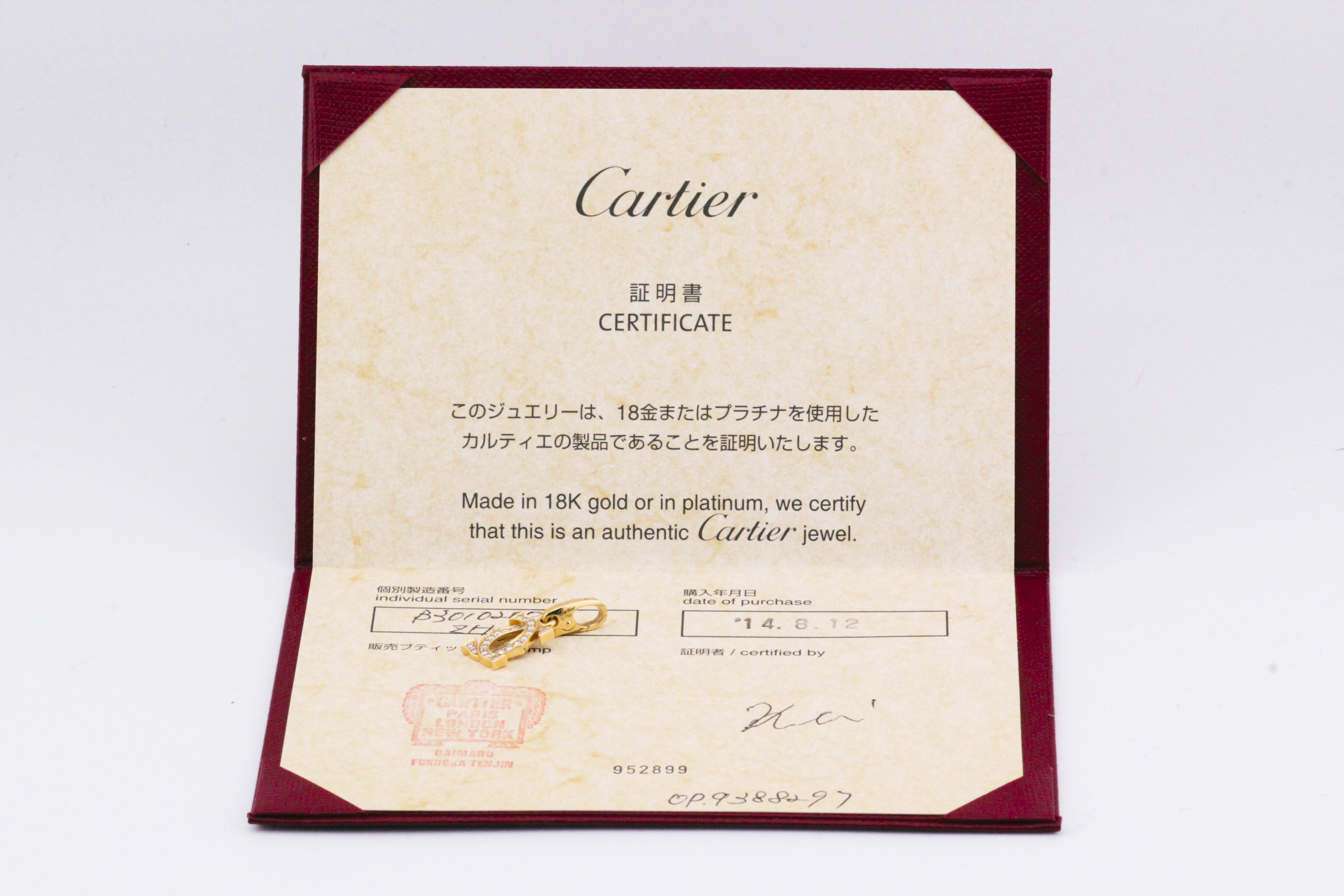 Cartier Diamond 18K Yellow Gold Double C-Logo Charm Pendant For Sale at ...