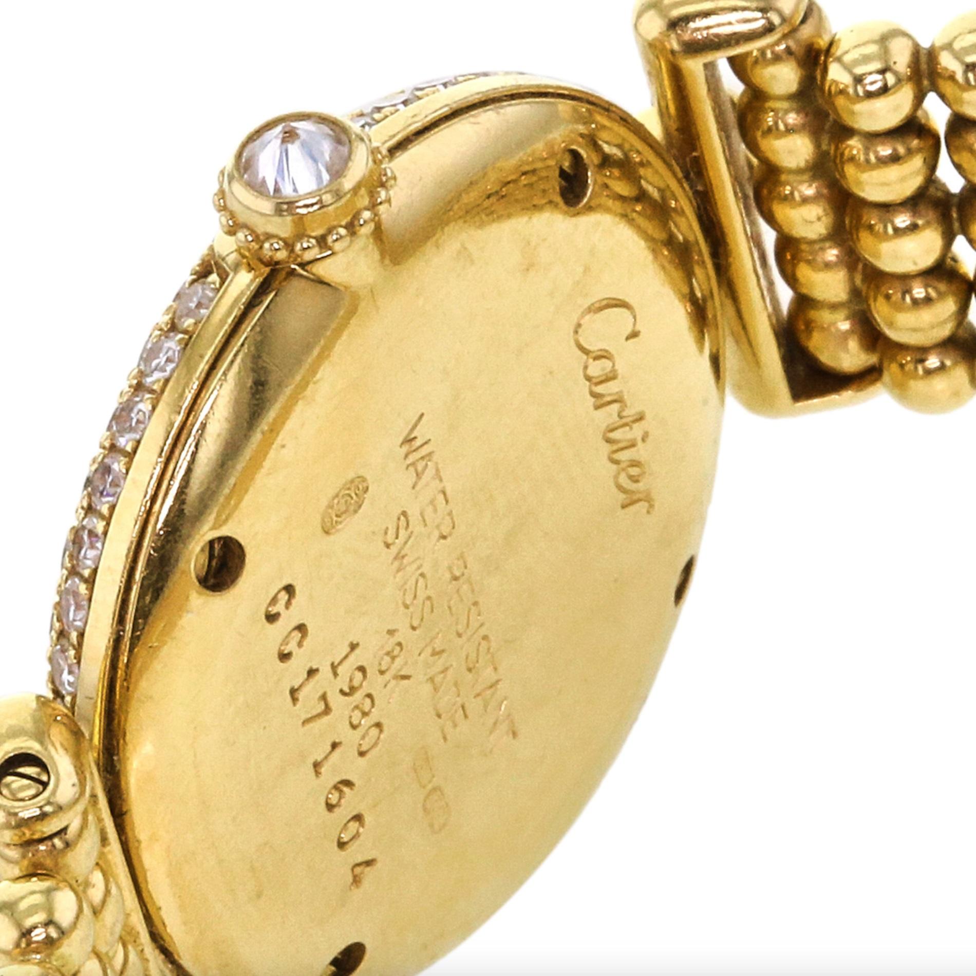Cartier Diamond 18K Yellow Gold Women's Watch For Sale at 1stDibs