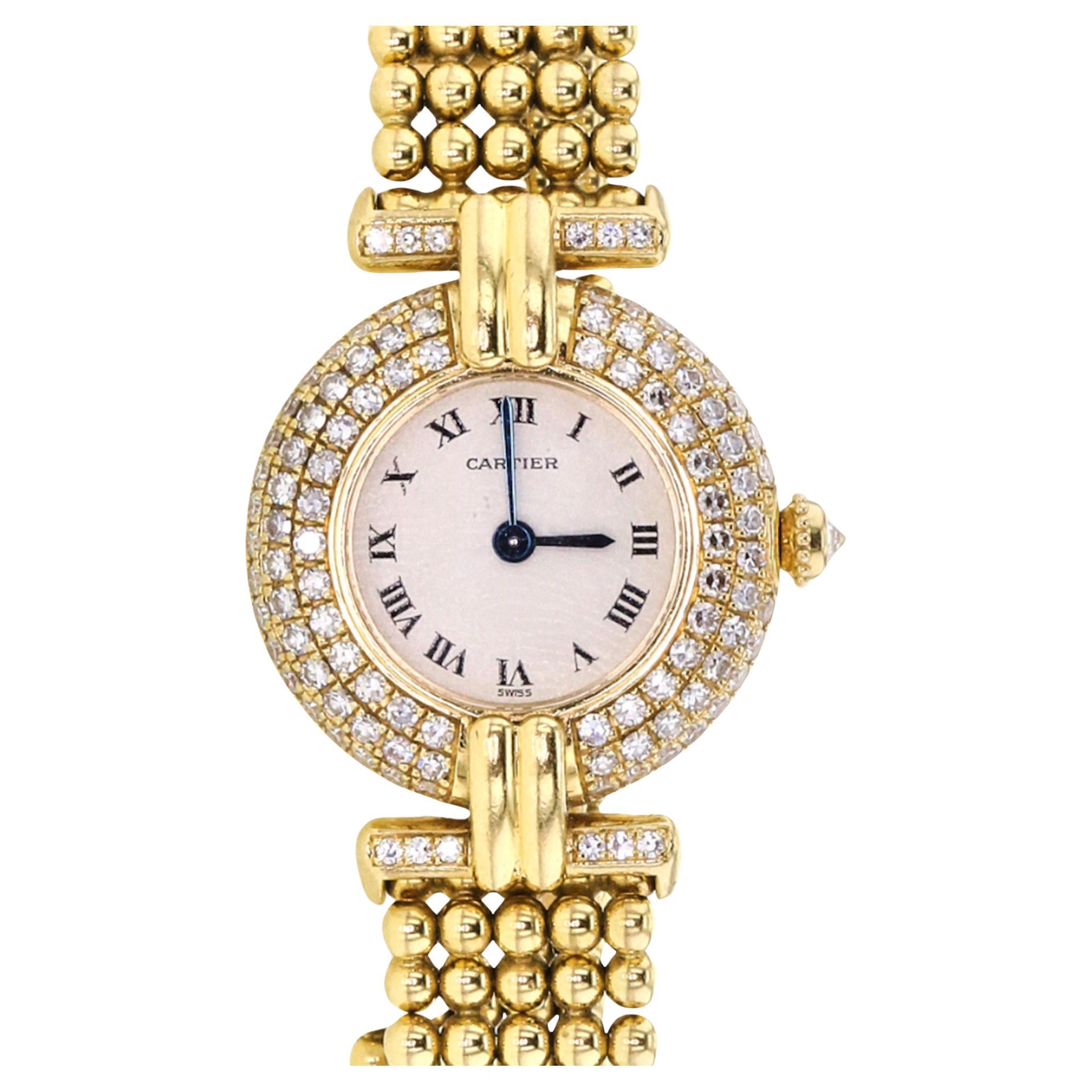 Cartier Paris Diamond Gold Bangle Watch For Sale at 1stDibs | cartier ...