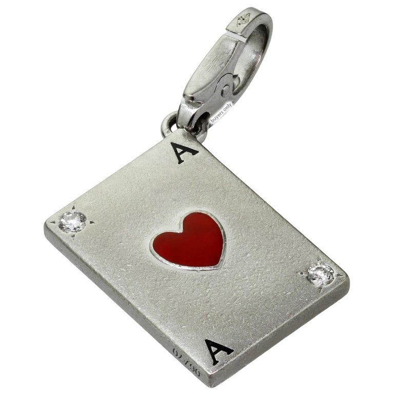Cartier Diamond Ace of Hearts Card White Gold Limited Edition Pendant ...