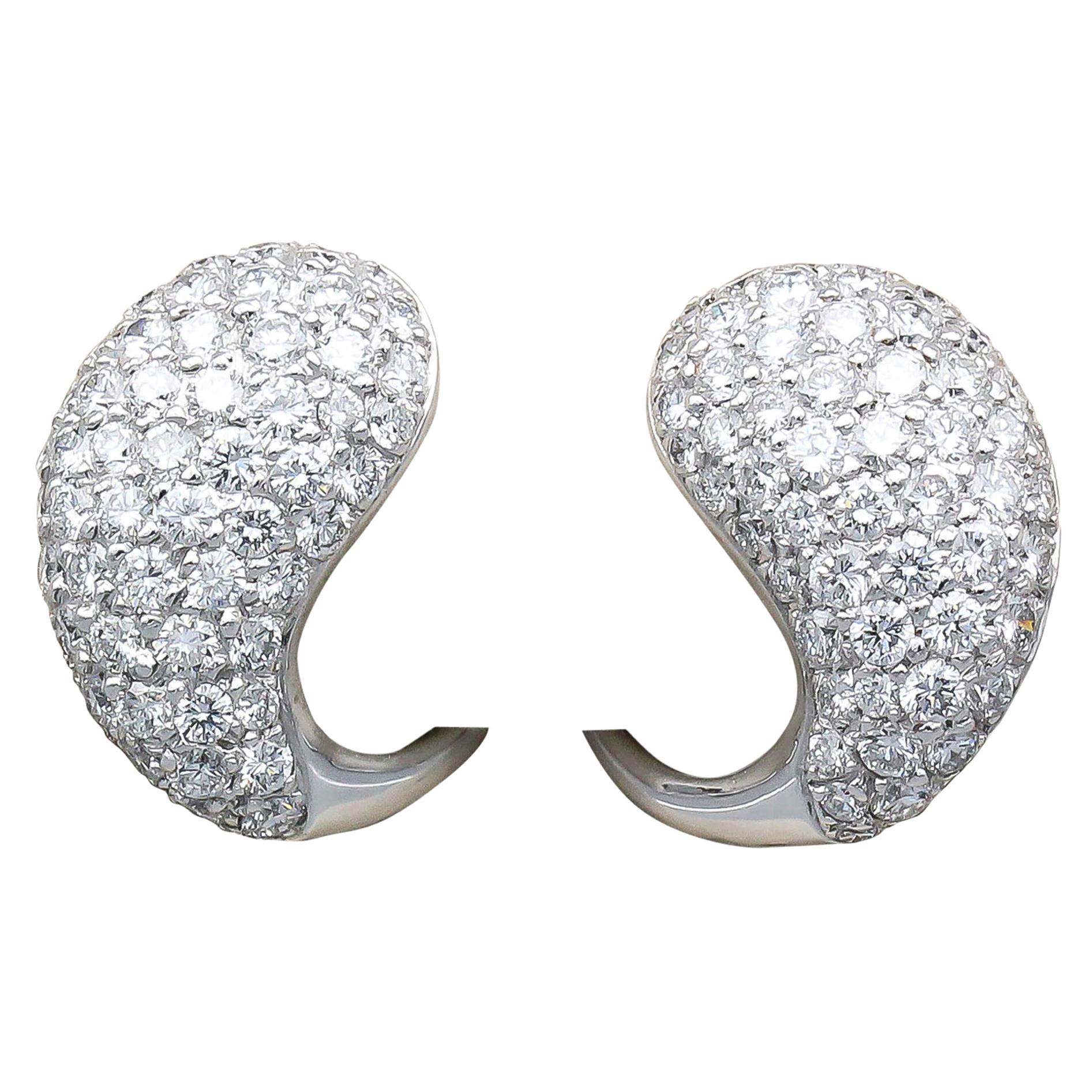 Cartier Diamond and 18 Karat White Gold Earrings For Sale at 1stDibs