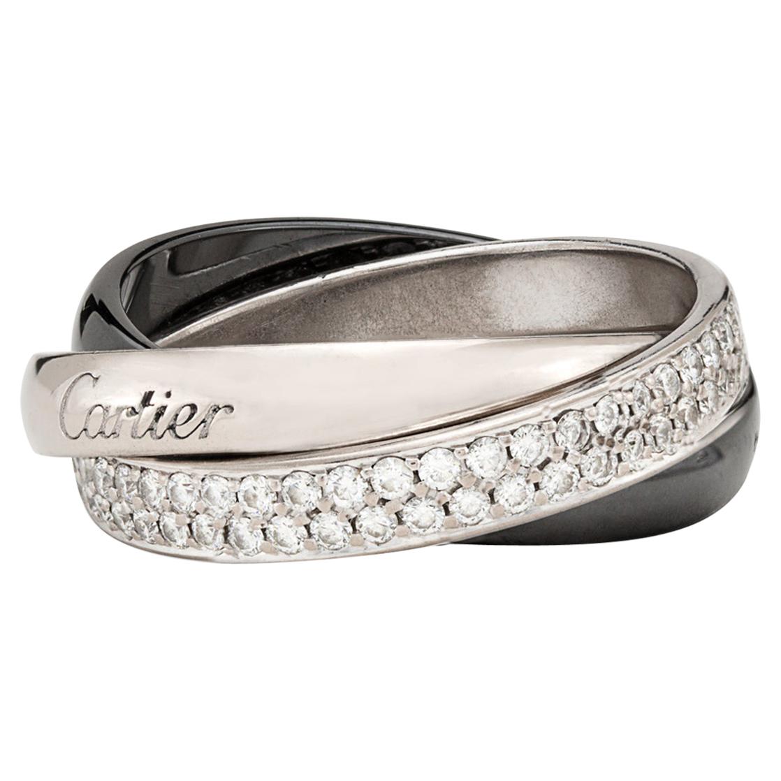 Cartier Diamond and Ceramic Trinity Ring at 1stDibs