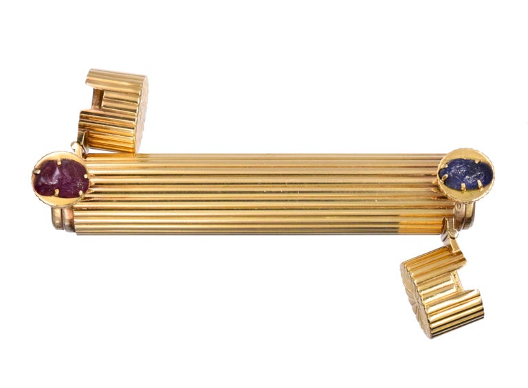 Cartier Paris Retro Ruby and Sapphire Gold Double Lipstick For Sale at ...