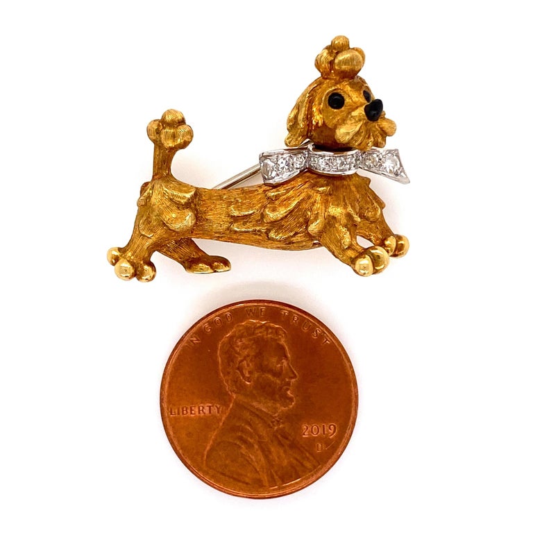 Cartier Diamond and Onyx Gold Vintage Dog Brooch Pin Estate Fine ...