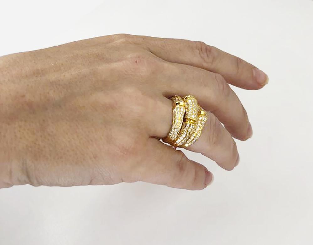 Cartier Diamond Yellow Gold Bamboo Ring For Sale at 1stDibs | cartier ...