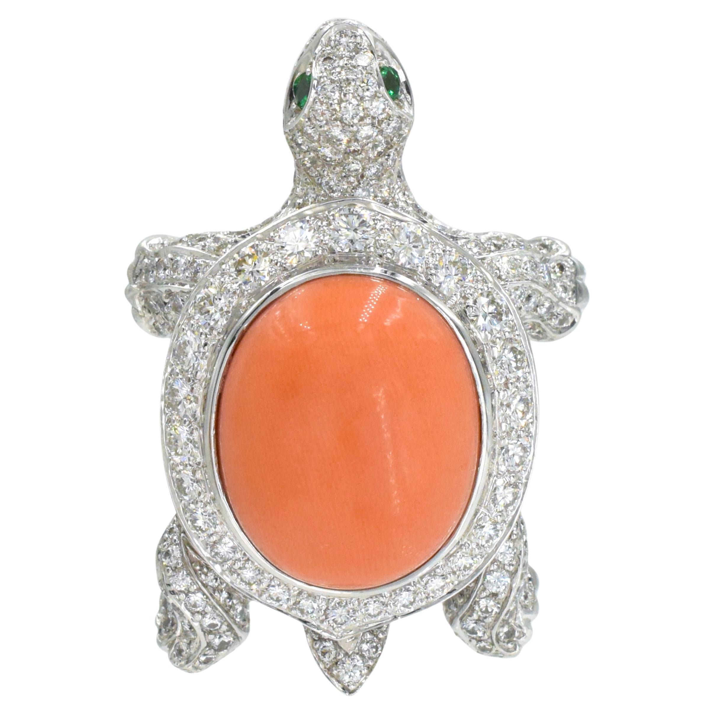 CARTIER whimsical amethyst, diamond, and emerald turtle brooch. at 1stDibs