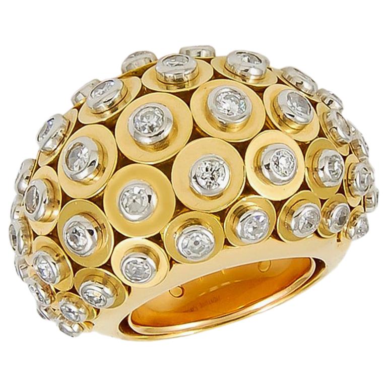 Museum Quality Cartier Paris Diamond Coral Bombe Ring For Sale at 1stDibs