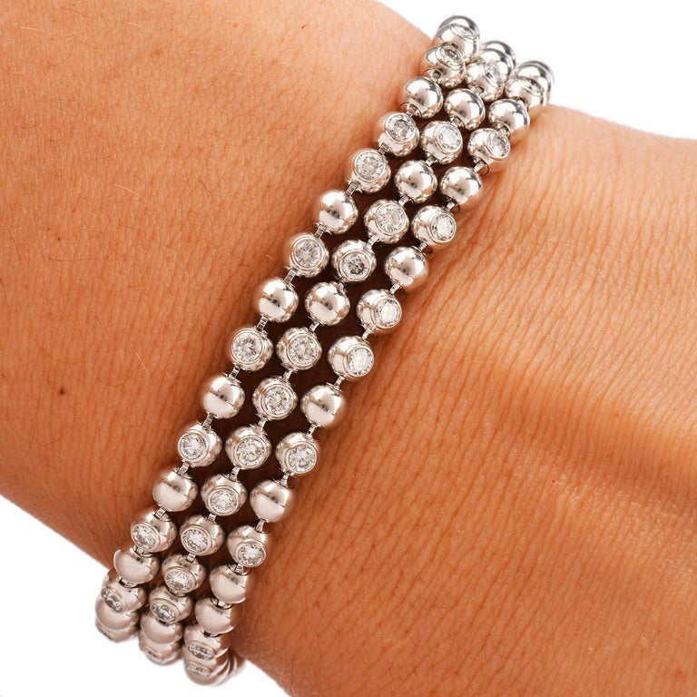 Cartier Diamond Draperie 18 Karat White Gold Multi Strand Bracelet at ...