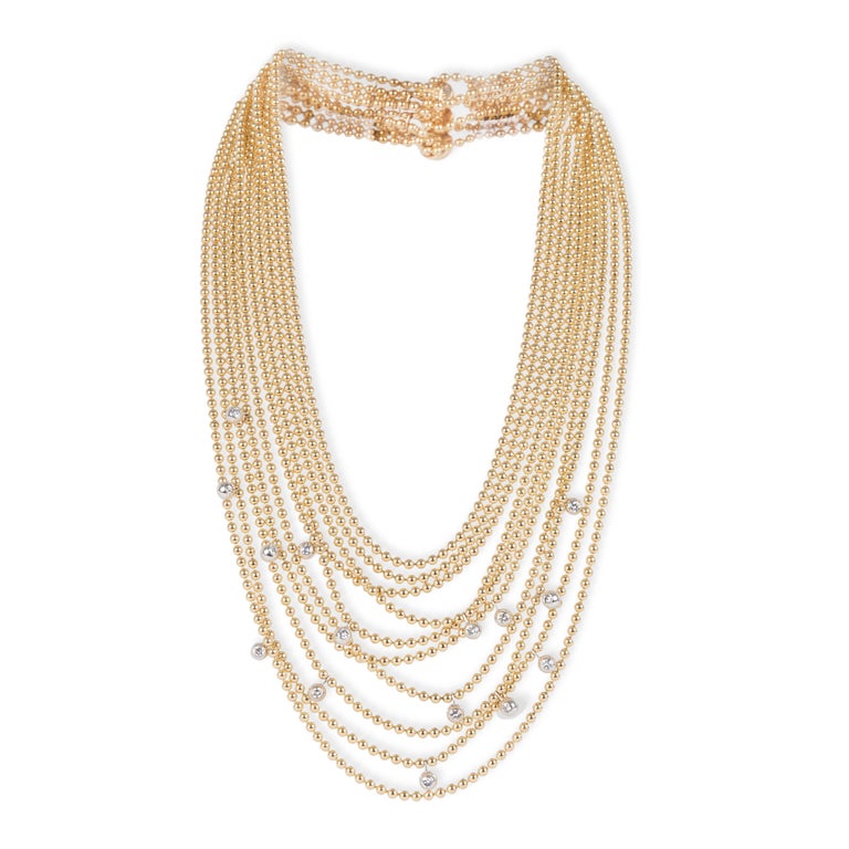 Cartier Diamond Draperie De Decollete Necklace in 18K 2 Tone Gold 0.60 ...