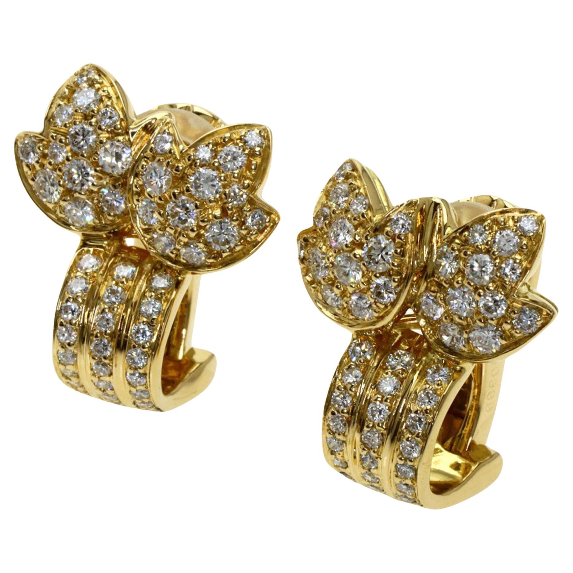 Cartier Diamond Earrings in 18K Yellow Gold For Sale at 1stDibs