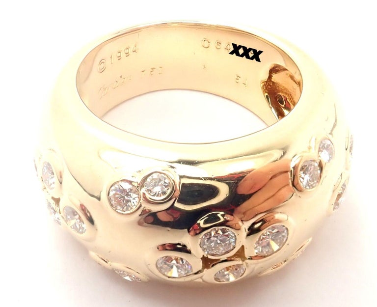 Cartier Diamond Flower Design Thick Yellow Gold Band Ring For Sale at ...