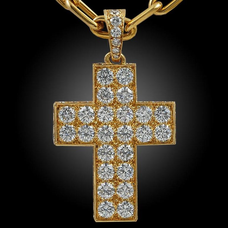 Cartier Diamond Yellow Gold Cross Pendant For Sale at 1stDibs | cartier ...