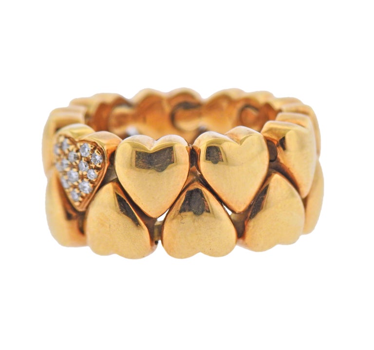 Cartier Diamond Gold Heart Band Ring at 1stDibs