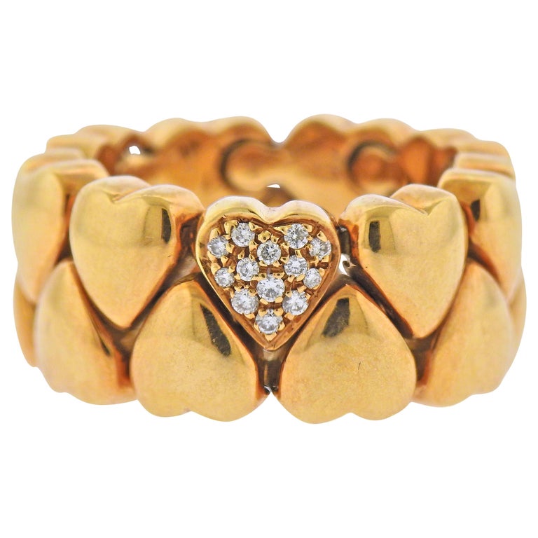 Cartier Diamond Gold Heart Band Ring at 1stDibs