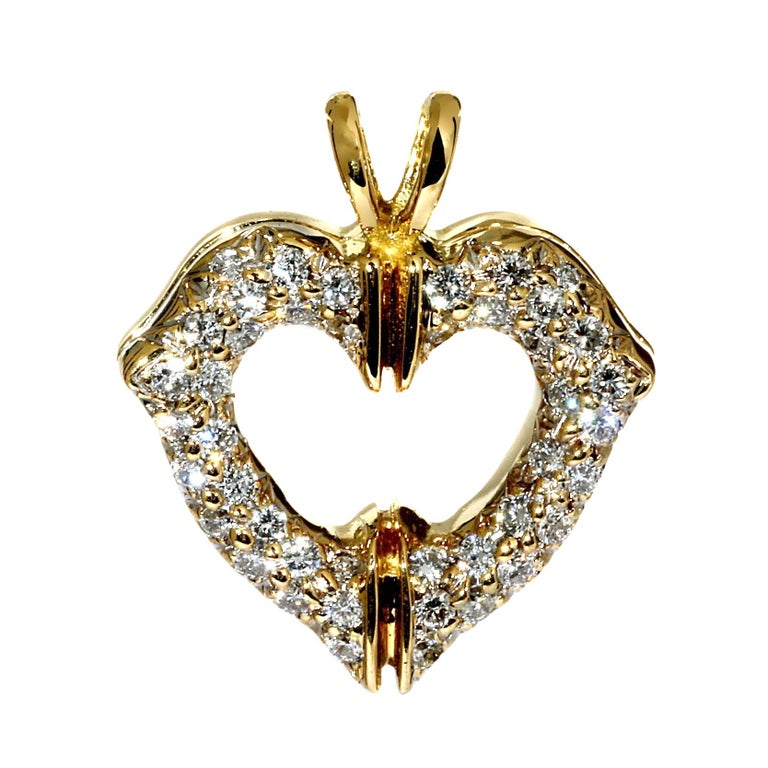 Cartier Diamond Gold Heart Necklace Pendant at 1stDibs