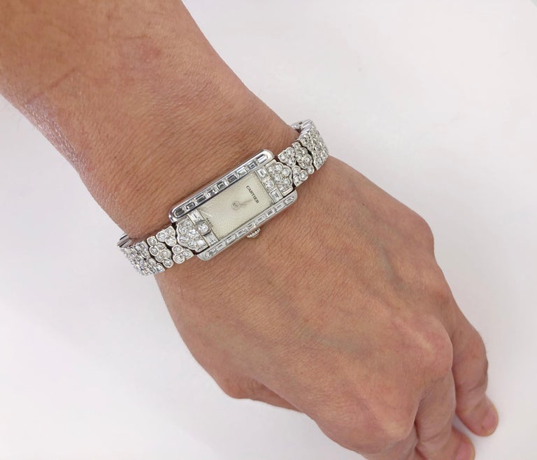 Cartier Diamond Gold Watch For Sale at 1stDibs