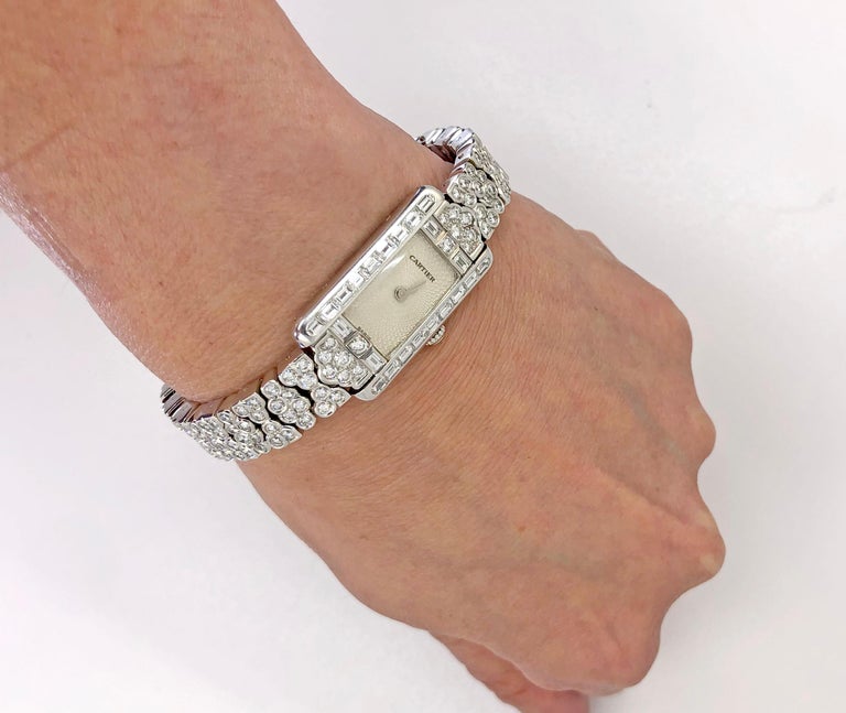 Cartier Diamond Gold Watch For Sale at 1stDibs