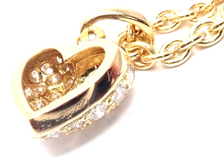Cartier Diamond Heart Yellow Gold Pendant Necklace at 1stDibs