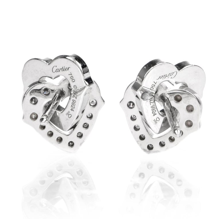 Cartier Diamond Interlocking Heart 18 Karat Gold Earrings For Sale at ...