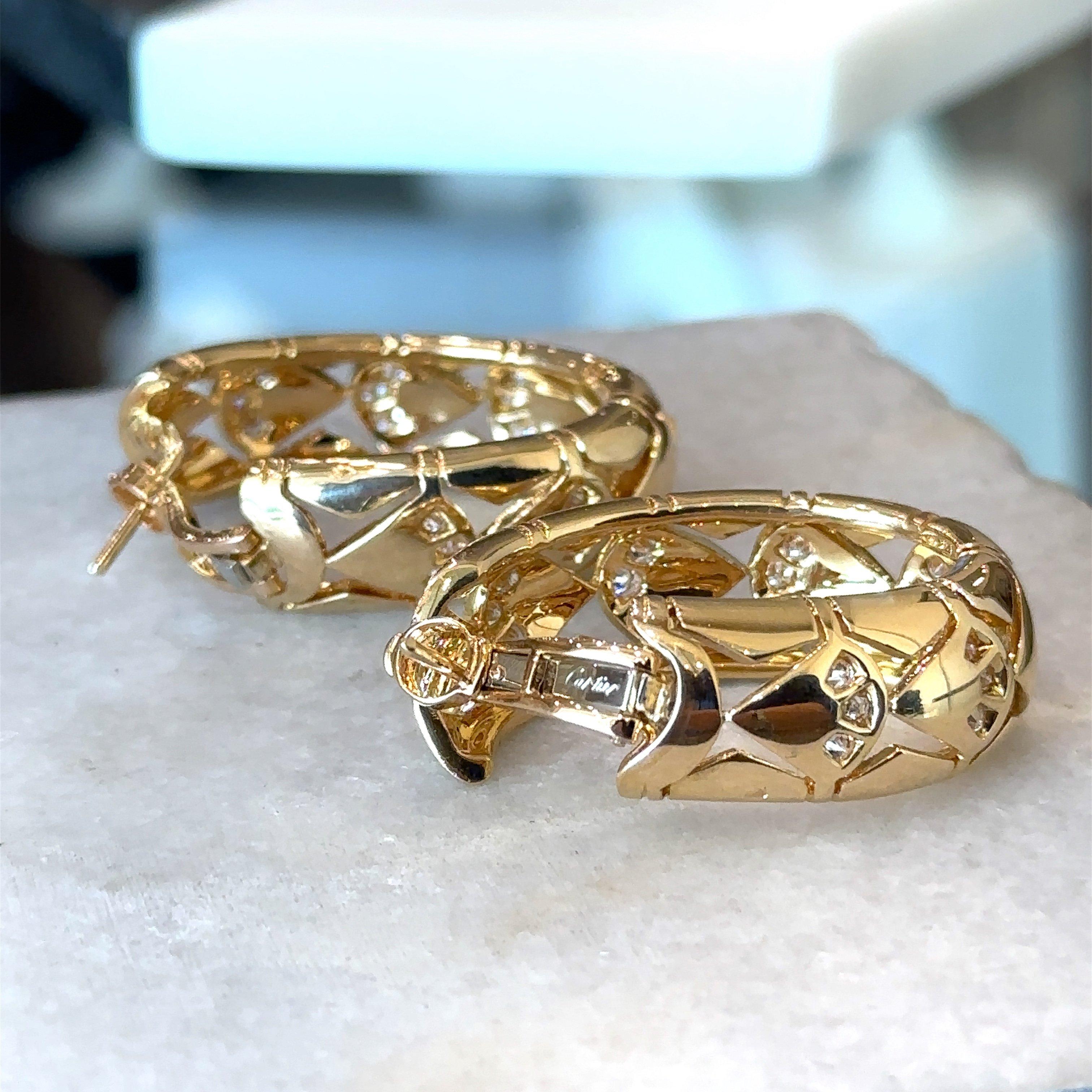 Cartier 1.68CT Diamond Large Oval Hoop Earrings With Box and Pouch For Sale at 1stDibs