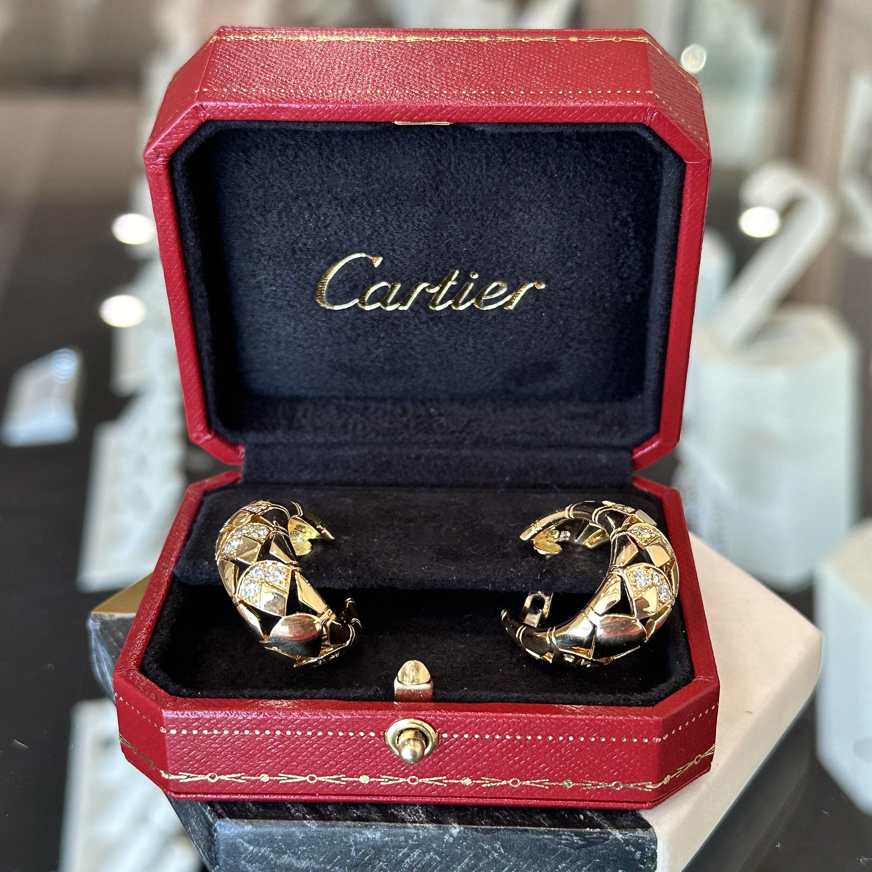 Cartier 1.68CT Diamond Large Oval Hoop Earrings With Box and Pouch For ...